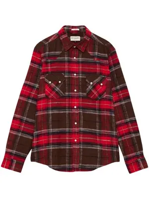 ROY ROGER'S Check Print Western Shirt - Brown