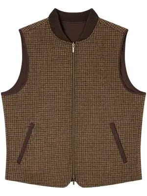 MC2 SAINT BARTH Spencer Wool Reversible Vest With Houndstooth Pattern - Beige