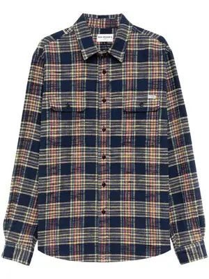 ROY ROGER'S Work Shirt In Check Print Flannel By - Blue