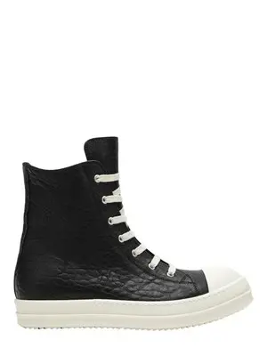 Rick Owens High-top Sneakers In Textured Leather