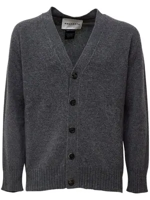 AMARANTO Distressed V-neck Cardigan Sweater By