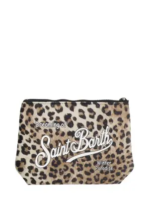 MC2 SAINT BARTH Leopard Printed Zipped Clutch Bag