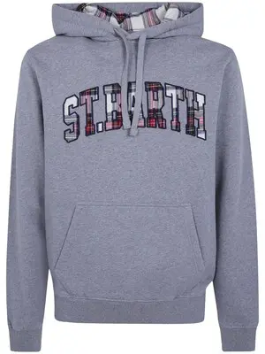 MC2 SAINT BARTH Tribeca Tartan-patch Logo-embroidered - Grey