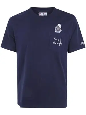 MC2 SAINT BARTH Watch Printed And King Of The Night Embroidered T-shir - Blue