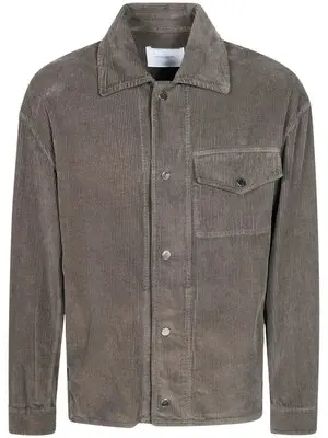 PAOLO PECORA Long Sleeved Buttoned Condury Shirt - Brown