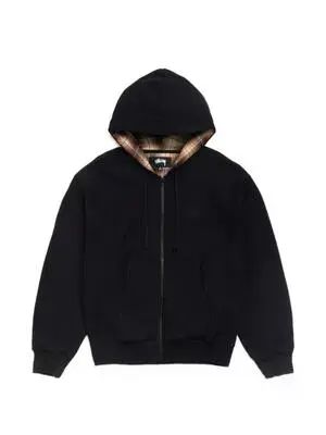 StÜssy Plaid-lined Logo-embroidered Hoodie