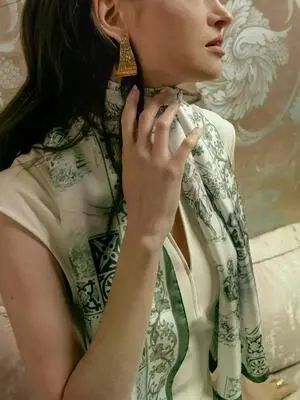 ELIZABETTA Toile De Jouy Silk Scarf