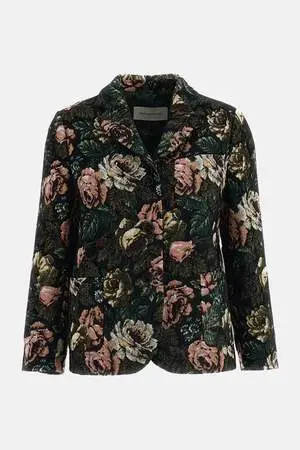 Dries Van Noten Giacca Corta In Tapestry Jacquard Floreale - Multicolor