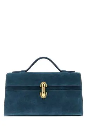 SAVETTE Cerulean Suede Symmetry Handbag - Blue