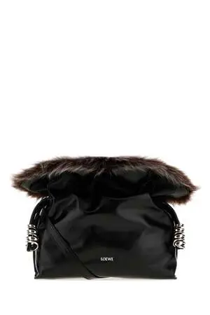 LOEWE Leather Flamenco Clutch - Black