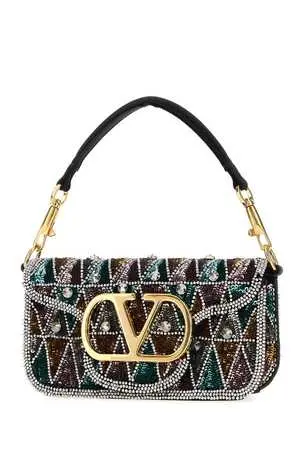 Valentino Garavani Embellished Satin Small Locã² Handbag