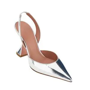 AMINA MUADDI Holli' Metallized Leather Slingback Pumps