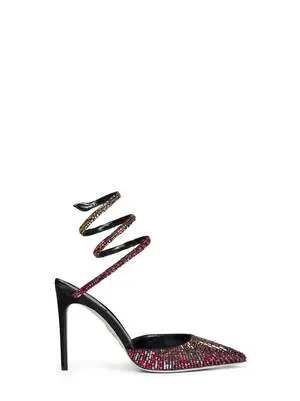 Rene Caovilla Black Swarovski Crystal-embellished Satin 105 Slingback Pumps - Multicolor