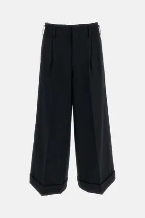 Comme Des Garçons Pantaloni In Lana Gamba Larga - Nero