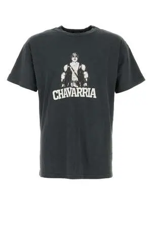 WILLY CHAVARRIA Slate Cotton Leather Daddy T-shirt - Black