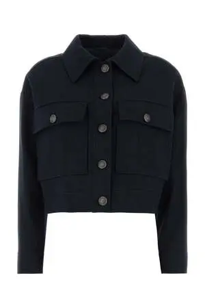 Brunello Cucinelli Navy Stretch Wool Blazer - Blue