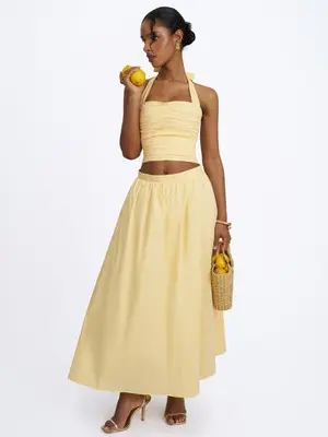 MISS CIRCLE NEW YORK Wina Cotton Poplin Low-waisted Maxi Skirt