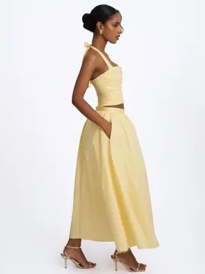 MISS CIRCLE NEW YORK Wina Cotton Poplin Low-waisted Maxi Skirt