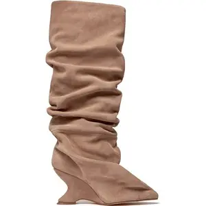 MALLET Layla Suede Slouch Knee High Boots - Nude