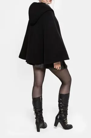 DISTURBIA Althea Hooded Spider Pin Detail Cape