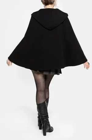 DISTURBIA Althea Hooded Spider Pin Detail Cape