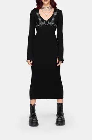 DISTURBIA Heike Hooded Ribbed Knit Dress