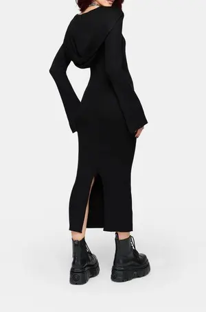DISTURBIA Heike Hooded Ribbed Knit Dress