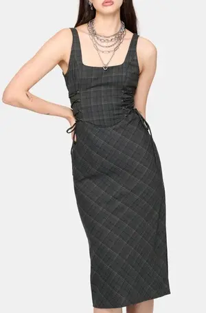 DISTURBIA Caitriona Lace Up Side Midi Dress