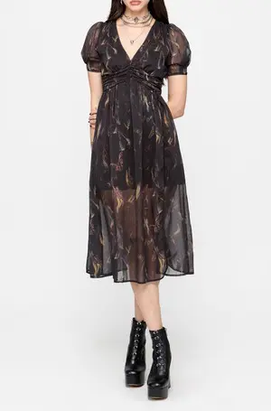 DISTURBIA Ember Chiffon Wrap Midi Dress