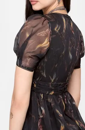 DISTURBIA Ember Chiffon Wrap Midi Dress