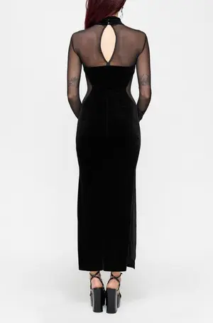 DISTURBIA Riven Flock Mesh Mix Gown