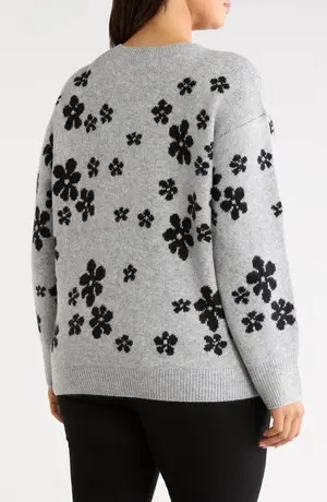 CECE DUPRAZ Flower Long Sleeve Crewneck Sweater