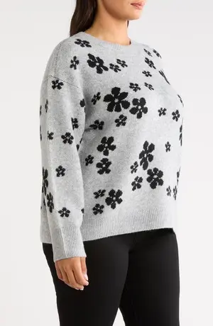 CECE DUPRAZ Flower Long Sleeve Crewneck Sweater