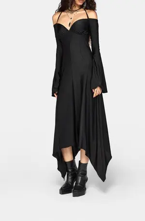DISTURBIA Aurelia Slinky Halter Strap Midi Dress