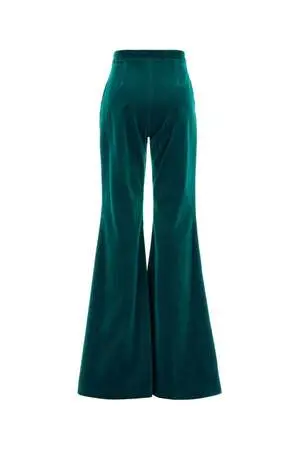 COSTARELLOS Teal Green Velvet Pant