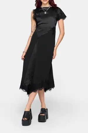 DISTURBIA Lucretia Lace Asymmetric Midi Dress