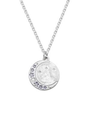 FABLE ENGLAND Selene Moon & Periwinkle Necklace - Silver