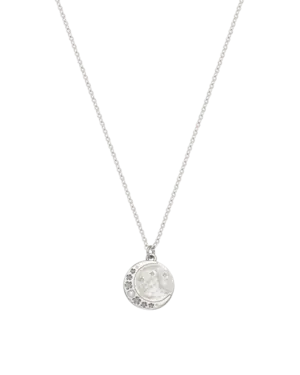 FABLE ENGLAND Selene Moon & Periwinkle Necklace - Silver
