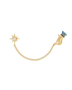 FABLE ENGLAND Palm Of Your Hand Pearl Chain Collar Brooch - Gold