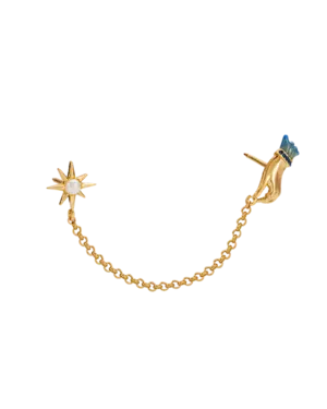 FABLE ENGLAND Palm Of Your Hand Pearl Chain Collar Brooch