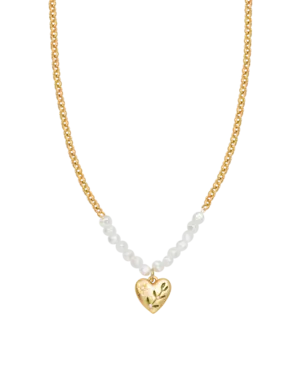 FABLE ENGLAND Niva Mistletoe Heart & Pearl Necklace