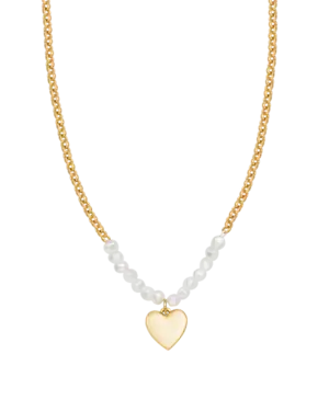 FABLE ENGLAND Niva Mistletoe Heart & Pearl Necklace