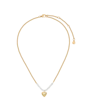 FABLE ENGLAND Niva Mistletoe Heart & Pearl Necklace