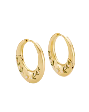 FABLE ENGLAND Niva Mistletoe Hoop Earrings - Gold