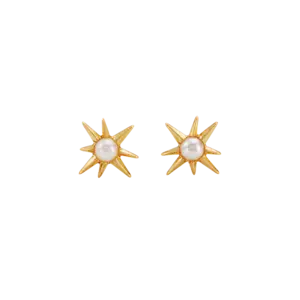 FABLE ENGLAND Star Pearl Stud Earrings - Gold