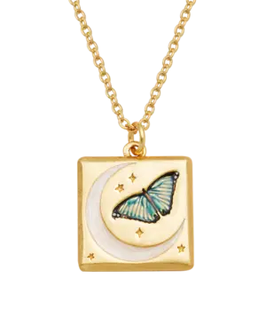 FABLE ENGLAND Butterfly & Moon Necklace - Gold