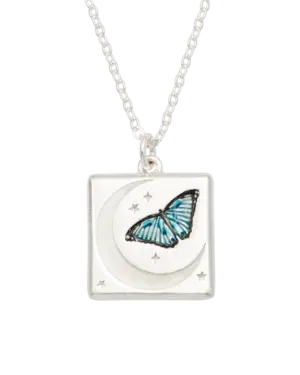 FABLE ENGLAND Butterfly & Moon Necklace - Silver