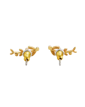 FABLE ENGLAND Niva Mistletoe & Pearl Climber Earrings