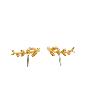 FABLE ENGLAND Niva Mistletoe & Pearl Climber Earrings