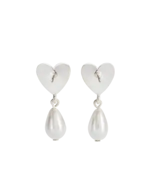 FABLE ENGLAND Niva Mistletoe & Pearl Earrings - Silver